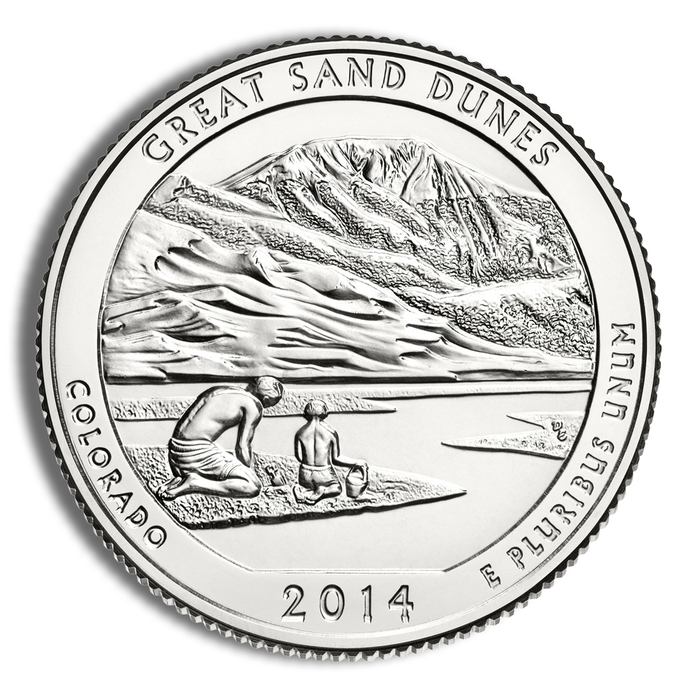 2014-P 5 oz America The Beautiful Silver Great Sand Dunes Silver Coin ...