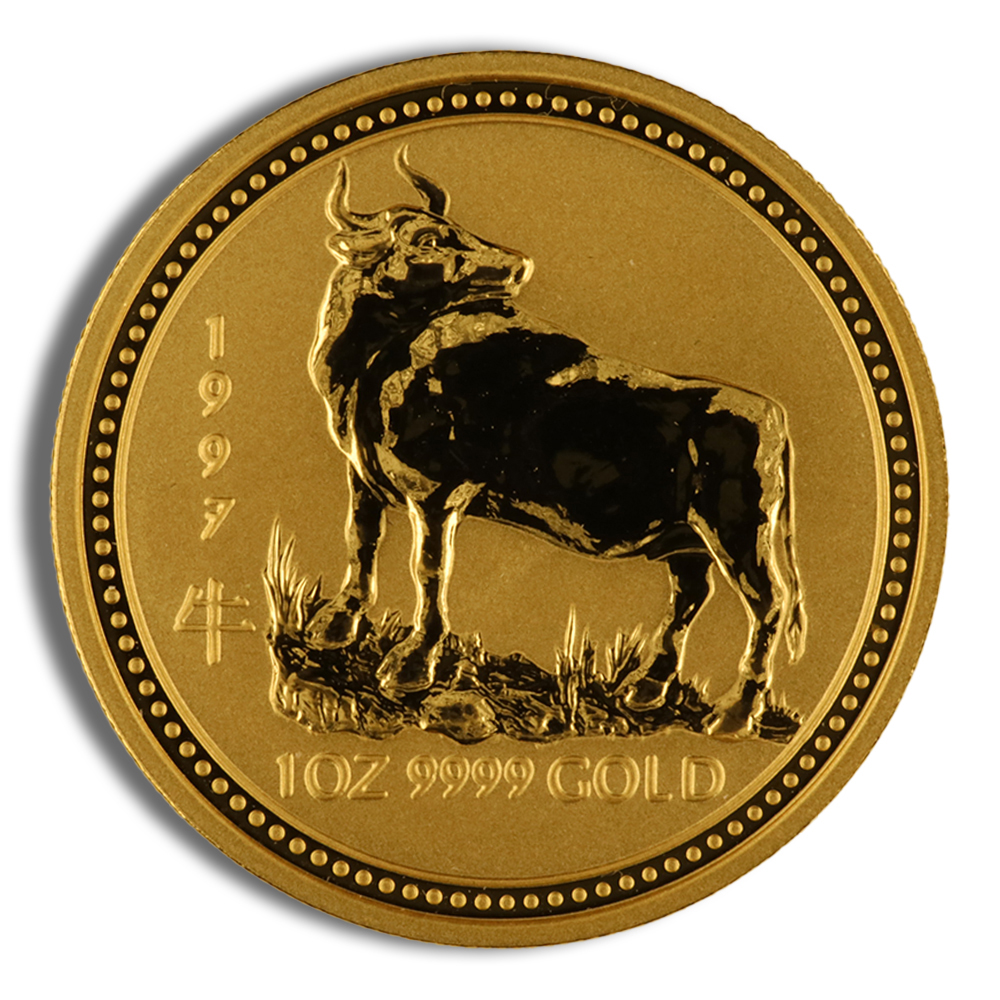 1997 1 oz Australia Gold Lunar Ox BU – Series I – Atlas Bullion