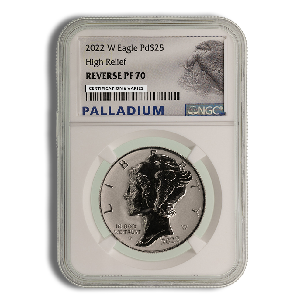 2022-W 1 oz Reverse Proof Palladium Eagle NGC PF70 (Label Varies ...