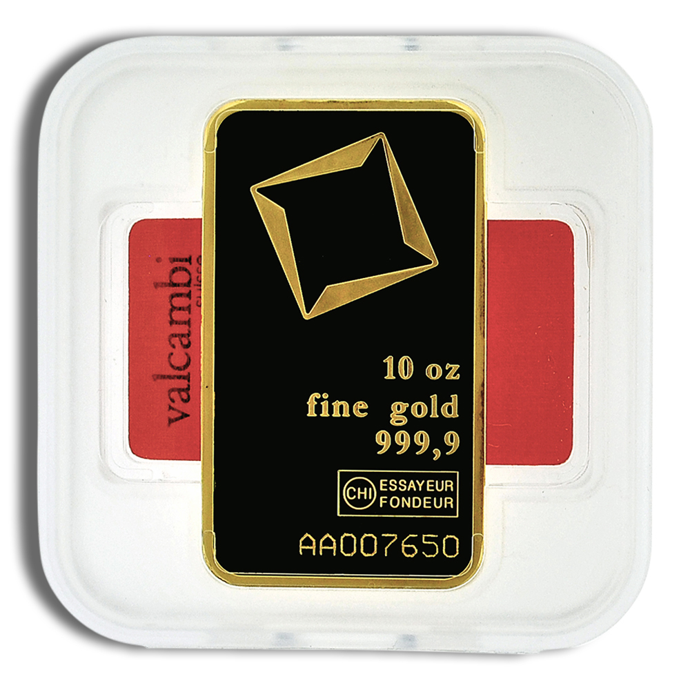 10 oz Gold Bar – Valcambi (Carded) – Atlas Bullion