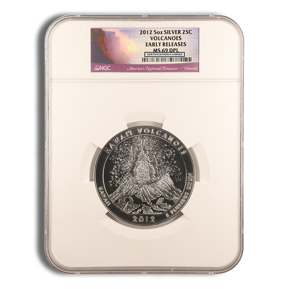 2012 5 oz America The Beautiful Silver Hawaii Volcanoes Silver Coin NGC ...