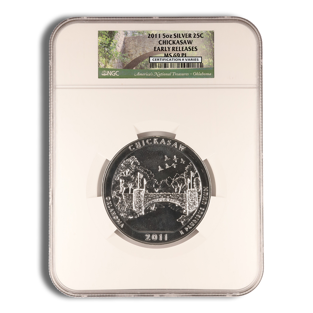 2011 5 Oz America The Beautiful Silver Chickasaw Silver Coin PCGS ...