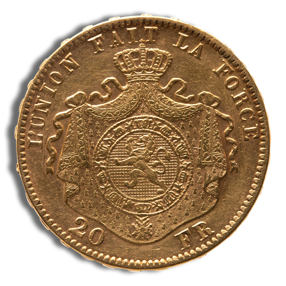 Belgium Gold 20 Francs – Leopold II (1867-1882) – Atlas Bullion