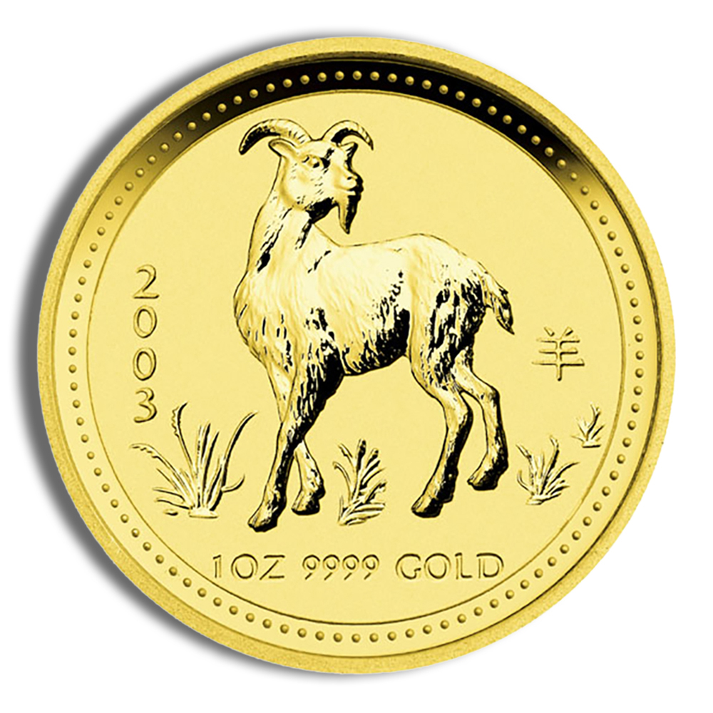 2003 1 oz Australia Gold Lunar Goat BU – Series I – Atlas Bullion